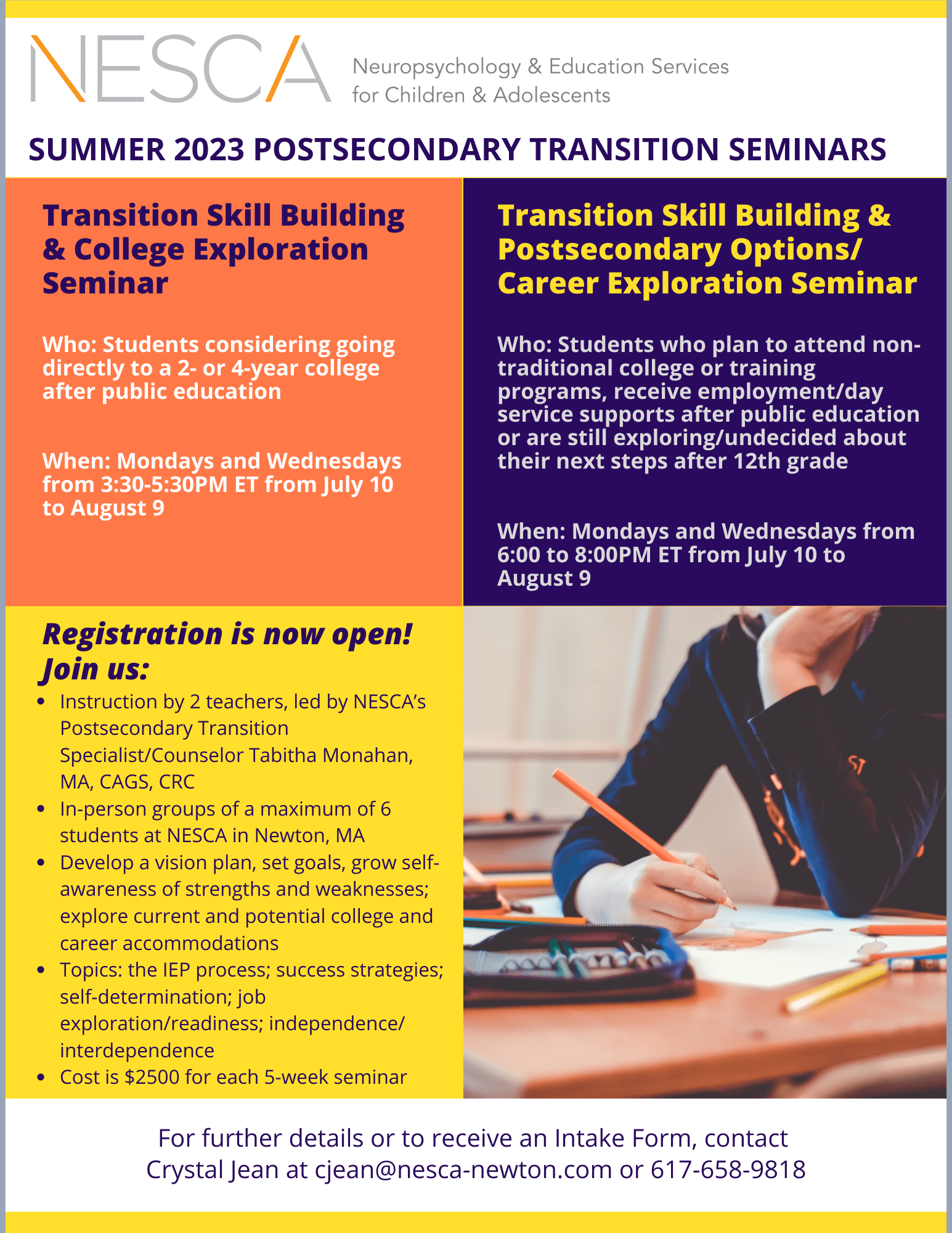 Summer Postsecondary Transition Seminars at NESCA – NESCA